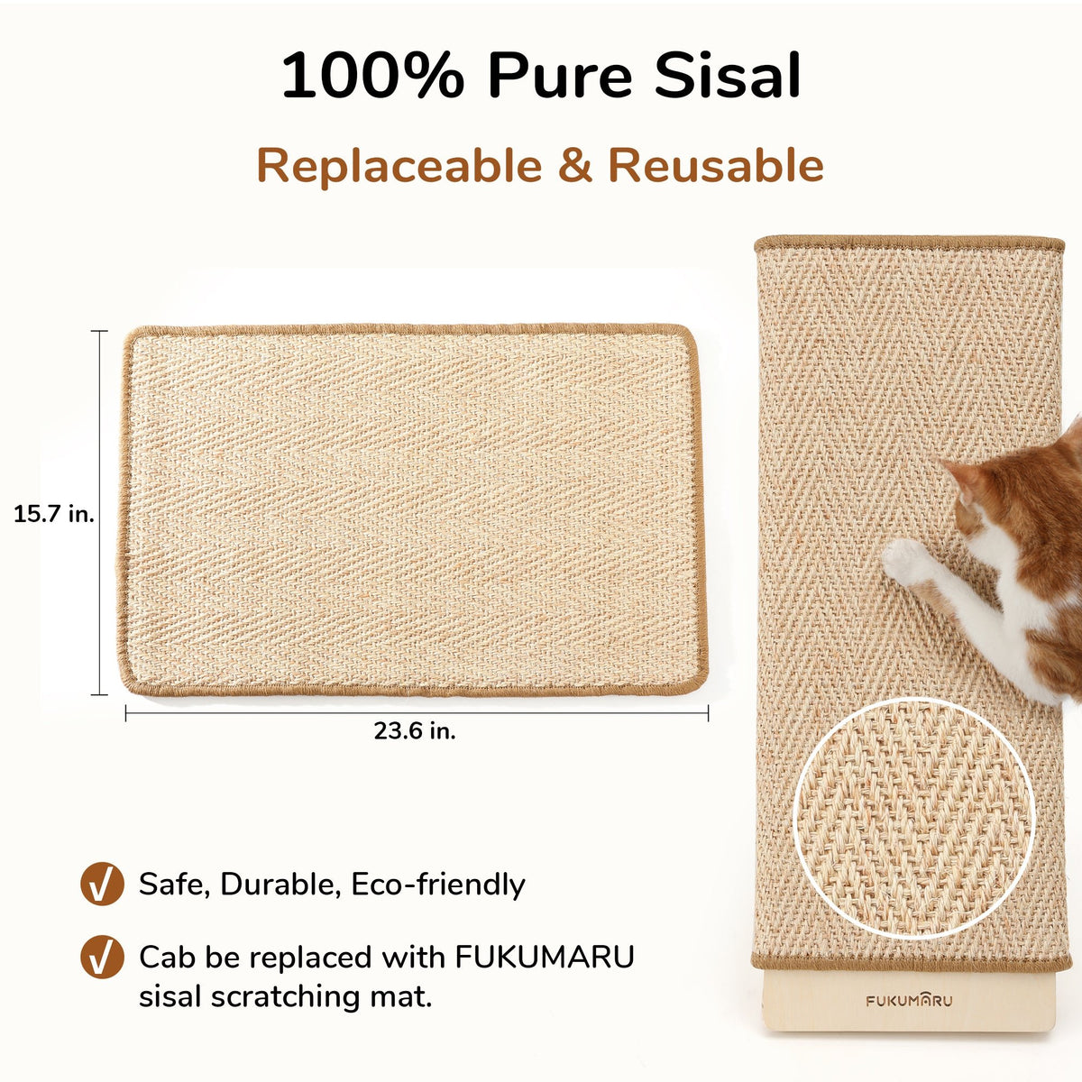 FUKUMARU Cat Scratcher, 23.66 Inch Sisal Post Ramp